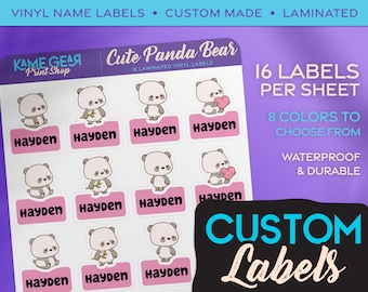 Cute Panda Labels, Cute Daycare Name Labels - Etsy