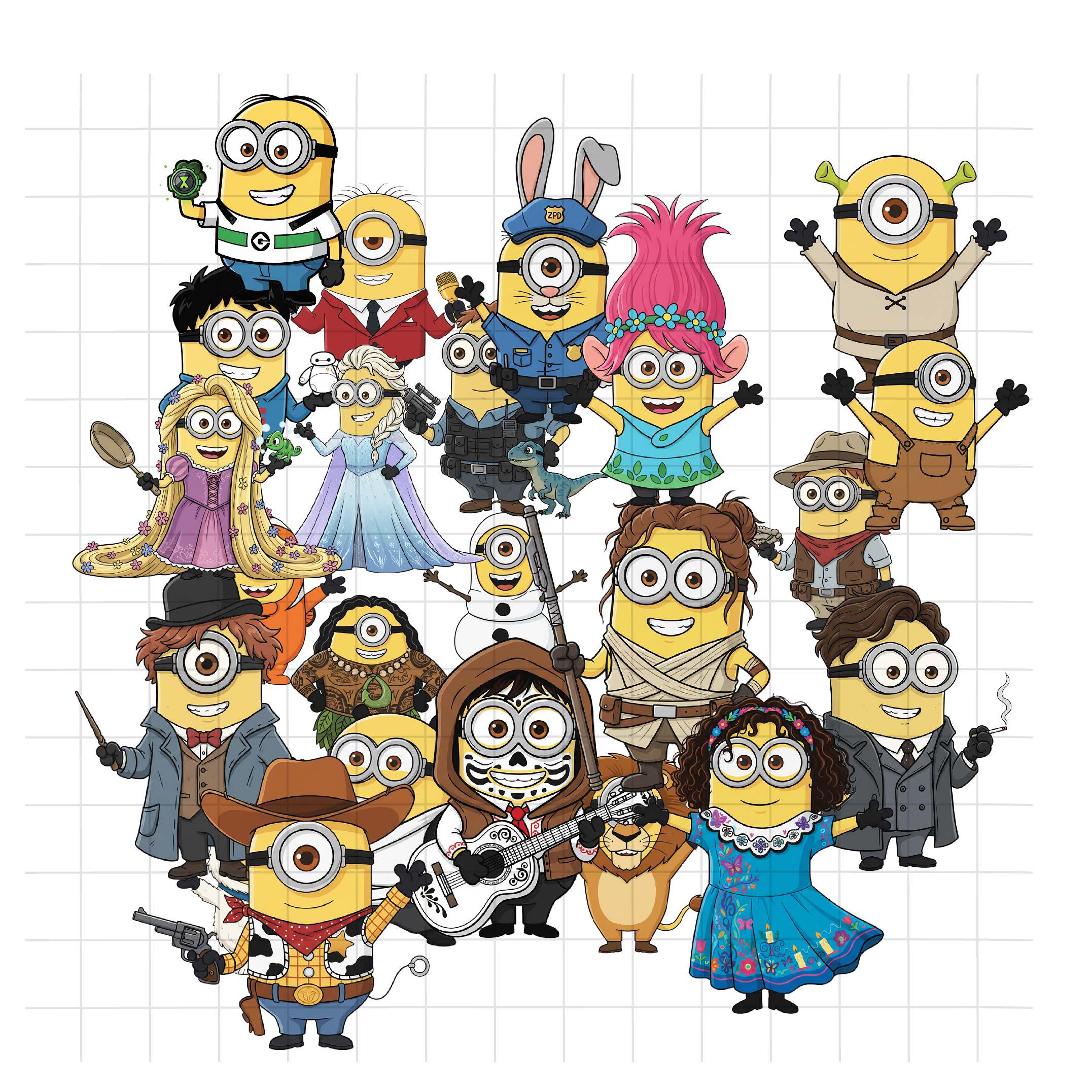 Minion Movie Clipart Bundle: Funny Cartoon Chibi PNG Characters ...