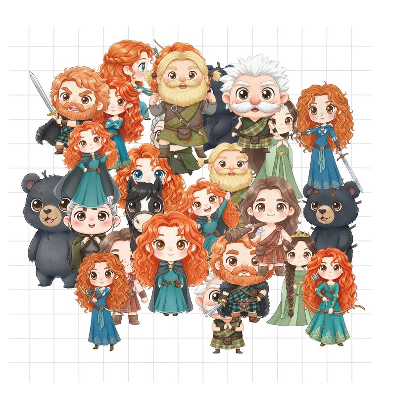Kawaii Archer Princess Chibi Clipart | Medieval Storybook Characters ...