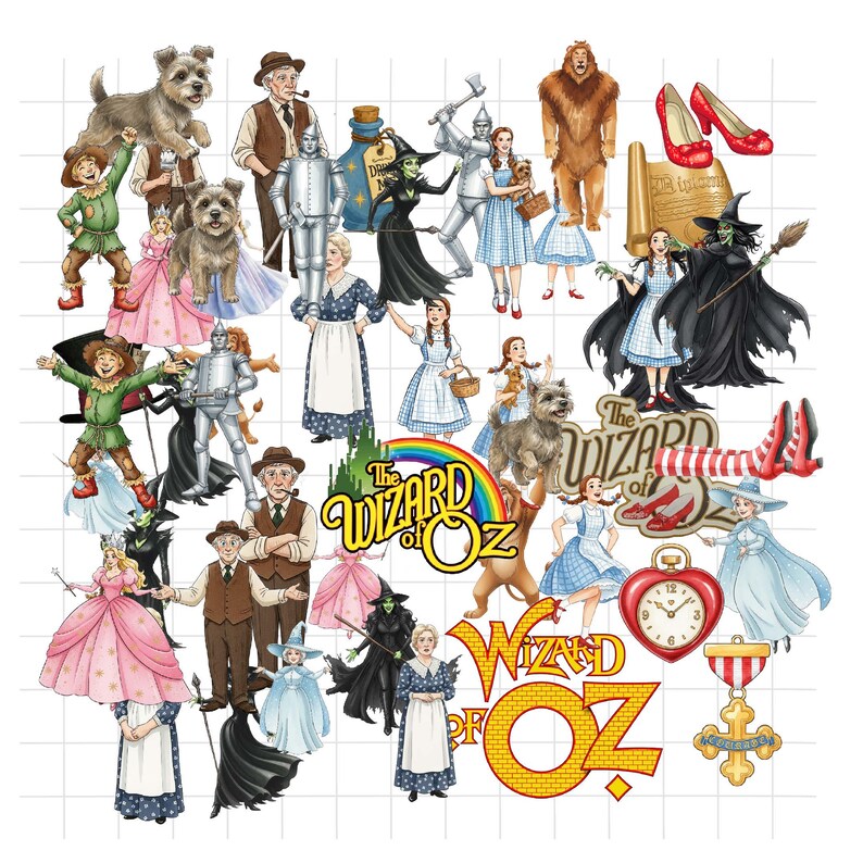 Wizard of Oz Watercolor Clipart Bundle: 48 PNG, 300dpi, Transparent ...