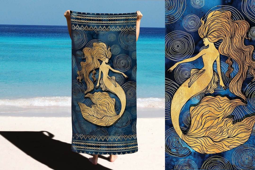 Mermaid Gift, Beach Towel, Beautiful Mermaid Scales Original Art, Large ...