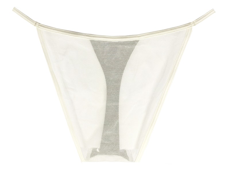 Vintage 90er Jahre White Sheer Thong Bikini Set Mit Gepolstertem