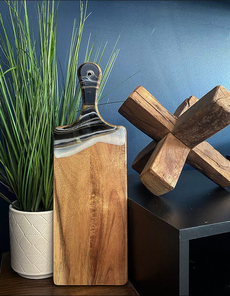 Long Paddle Black Marble Charcuterie Board - Etsy