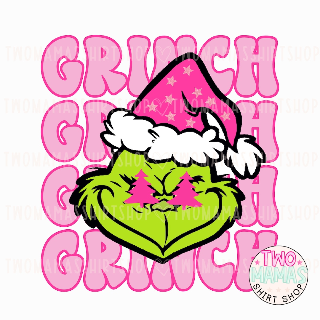 Grinch Face Preppy PNG Grinch Pink Green Preppy Christmas Grinch Png ...