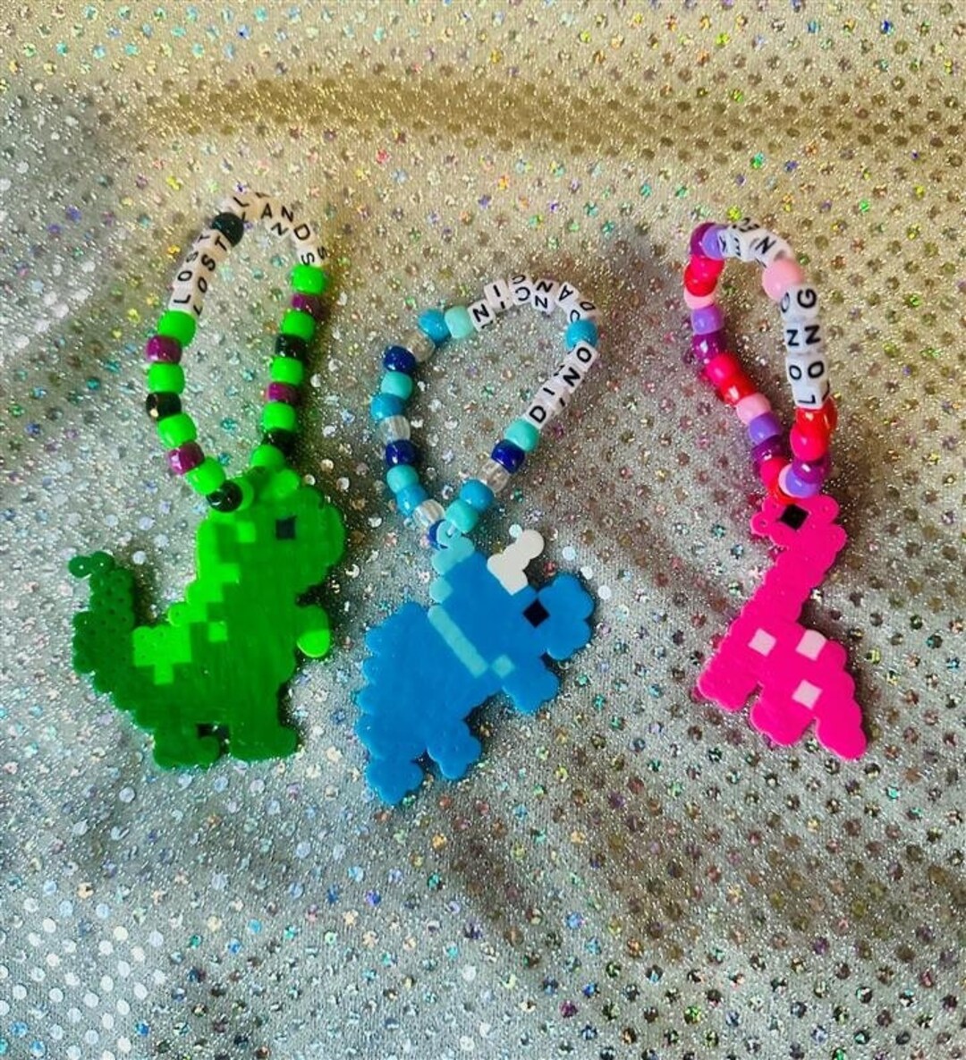 Dinosaur Perler Kandi Bracelet Set, Lost Lands Themed 3PCK Kandi to ...