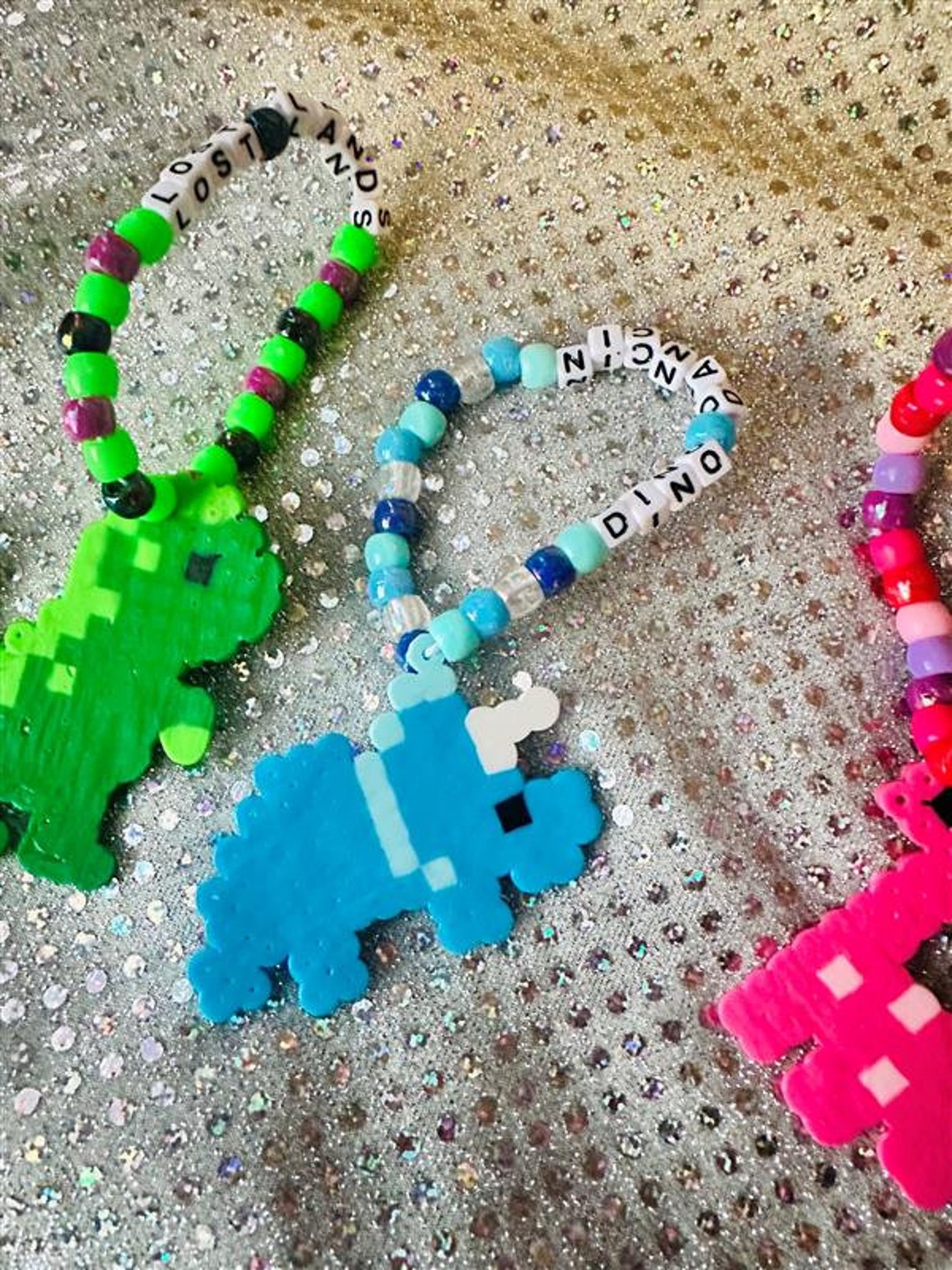 Dinosaur Perler Kandi Bracelet Set, Lost Lands Themed 3PCK Kandi to ...