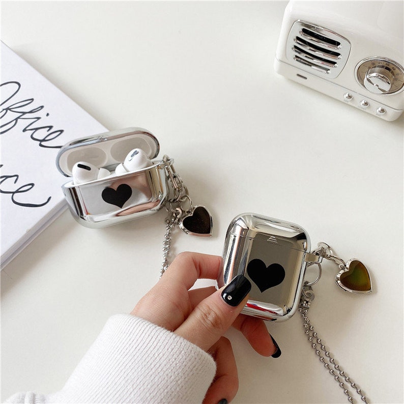 Chrome Heart AirPods Case with Color Changing Heart Charm | Etsy