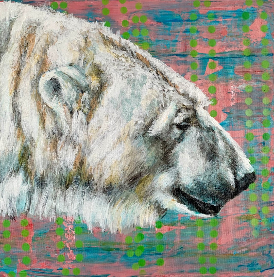 Kindly Polar Bear Acrylic Painting on Canvas by Canadian Artist, Brian ...
