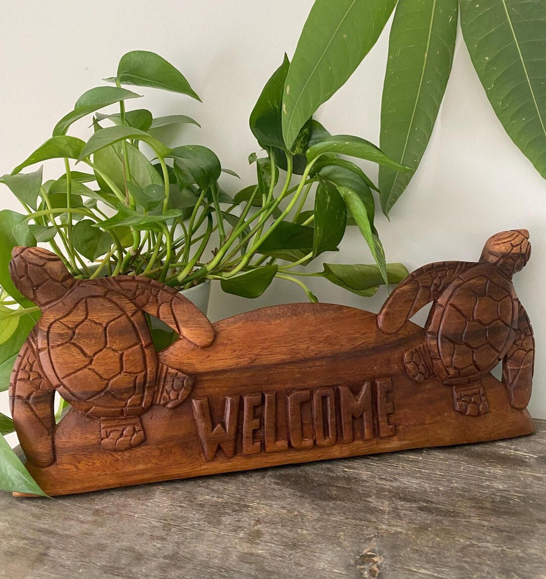 Hawaii Hand Made Wall Hanging Decor Plaques Carved Wood "welcome ...