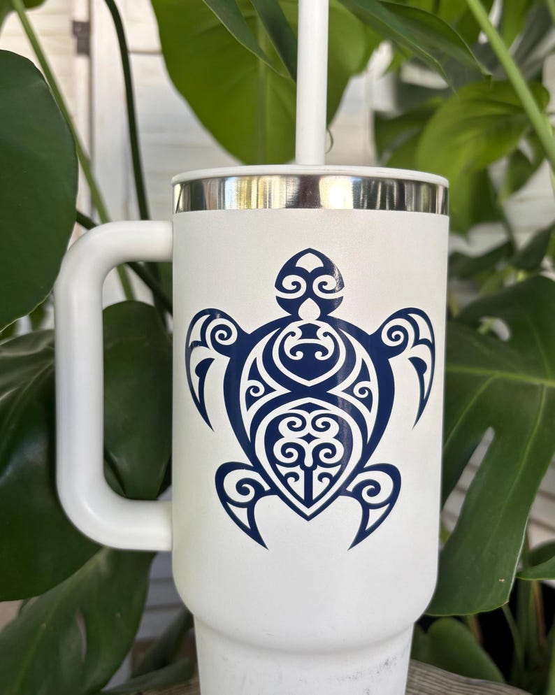 Hawaiian Tribal Turtle Honu Blue 3" Vinyl Decal Car / Truck Window ...