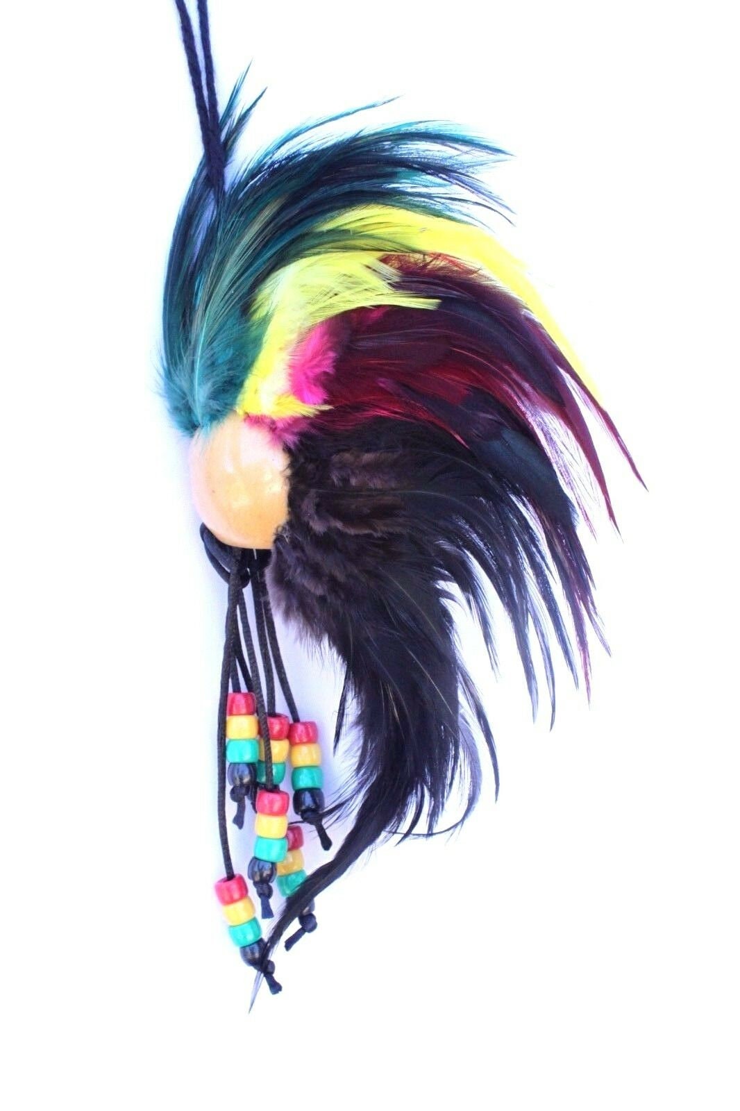 1 Kamani Nut Rasta Colored Feathers Ikaika Hawaiian | Etsy
