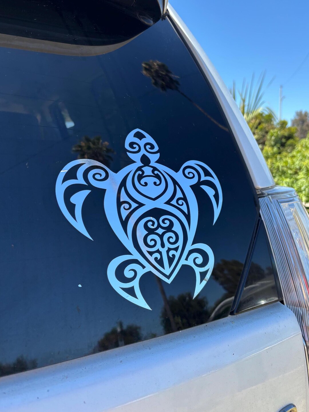 Hawaiian Tribal Turtle Honu Silver 8" Vinyl Decal Car / Truck Window ...