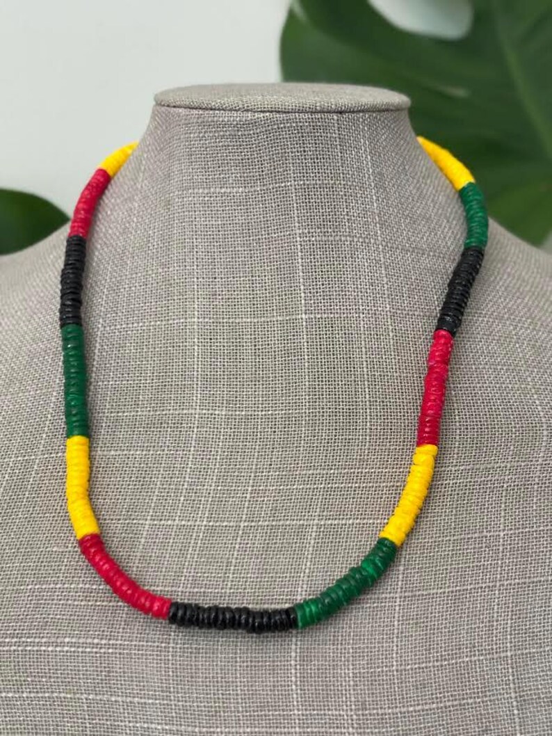 Hawaiian Clam Shell Rasta Coconut Beaded Hand Made 18" Necklace - Etsy