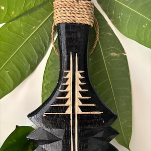 Hawaiian Hand Made Wall Decor Solid Black Wood Polynesian Engraved ...