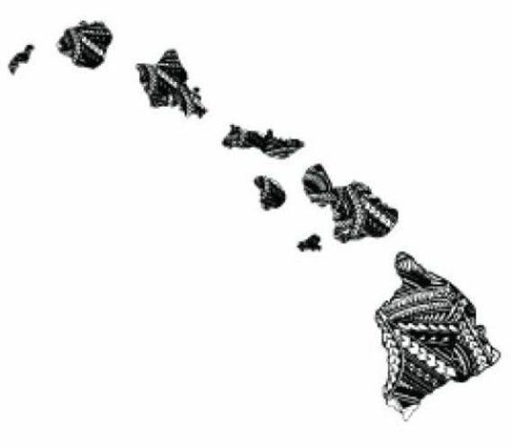 Tribal Design Island Hawaiian Flag Map Hawaii Decal Car / - Etsy