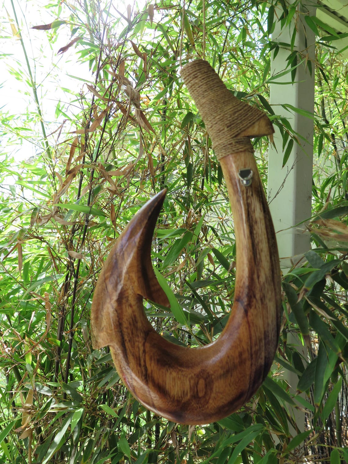 Hawaii Hand Made Wall Decor Plaques Solid Wood Polynesian Fish Hook ...
