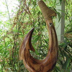 Hawaii Hand Made Wall Decor Plaques Solid Wood Polynesian Fish Hook ...