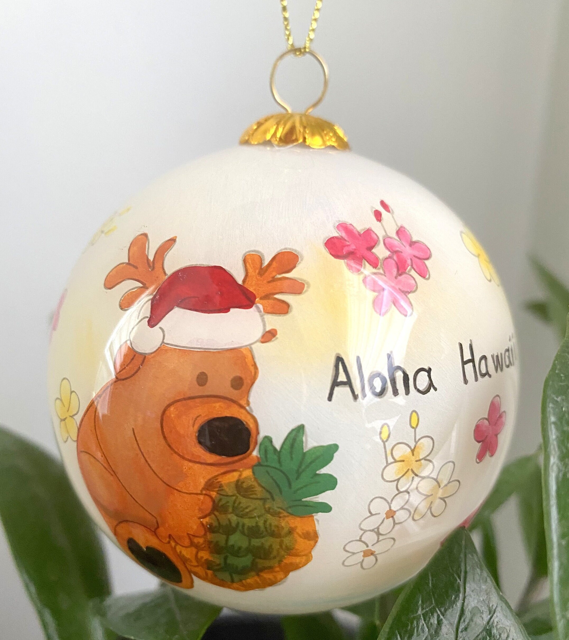 Hawaiian Hand Painted Aloha Bear Snowman Surfing Island Tiki Mele ...