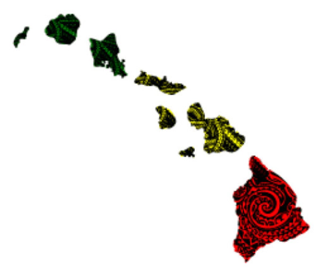 Tribal Reggae Island Design Hawaiian Flag Map Hawaii Decal Car / Truck ...