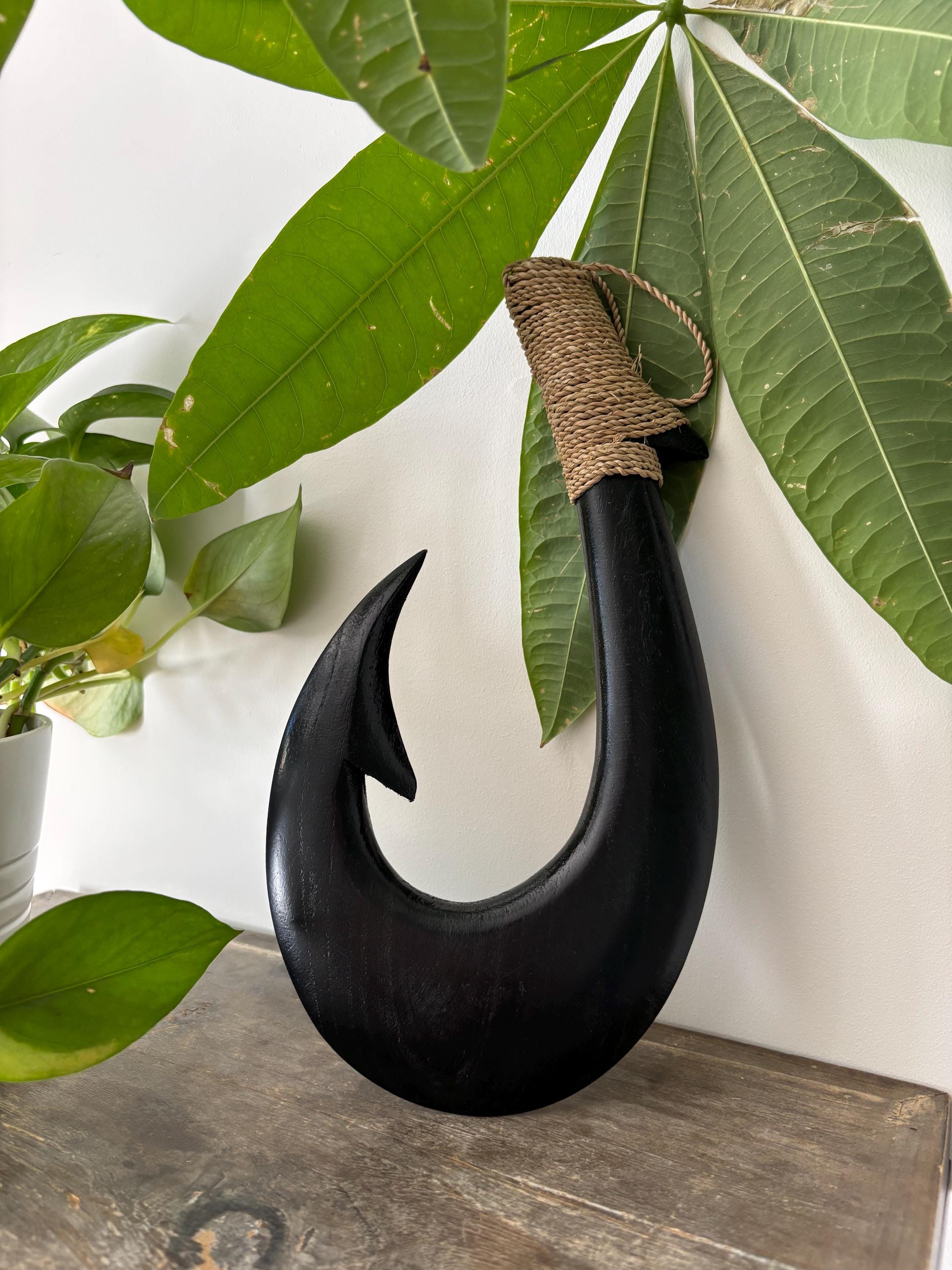Hawaii Hand Made Wall Decor Plaques Solid Black Wood Polynesian Fish ...