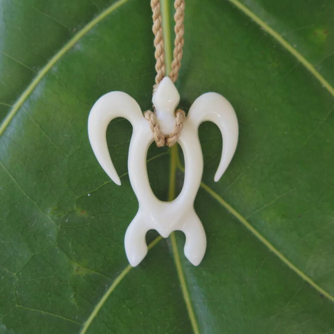Hawaii Jewelry Turtle Honu Buffalo Bone Carved Pendant Necklace/choker ...
