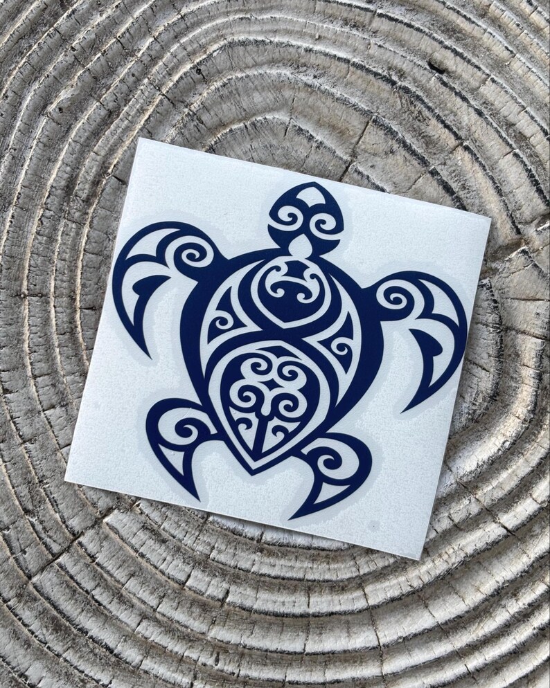 Hawaiian Tribal Turtle Honu Blue 3" Vinyl Decal Car / Truck Window ...