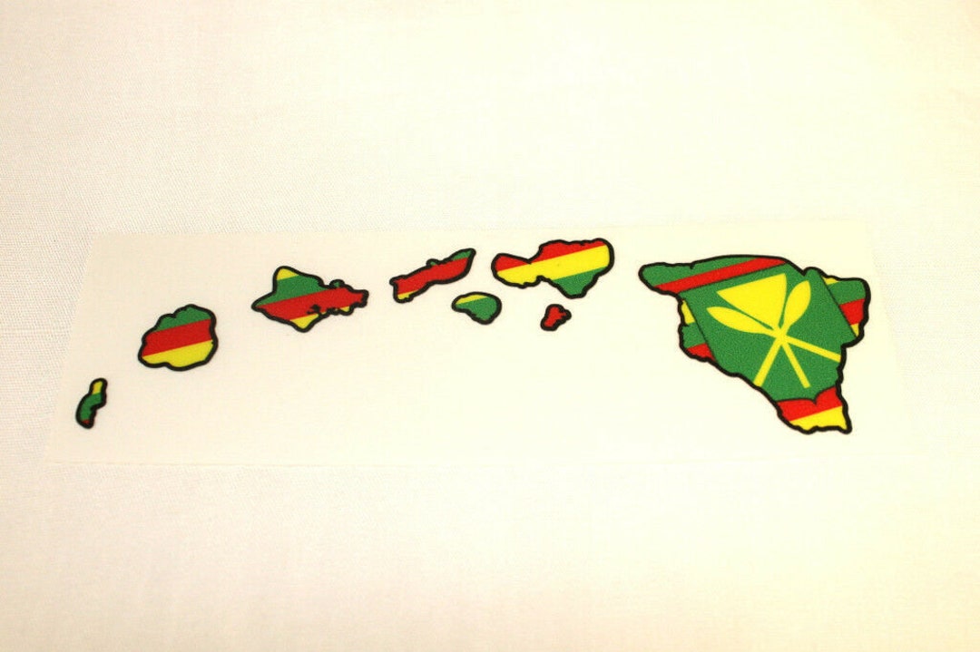 Kanaka Maoli Flag Hawaiian Island Map Hawaii Decal Car / Truck Window ...
