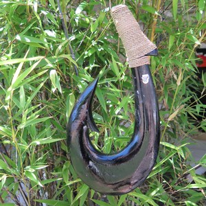 Hawaiian Hand Made Wall Decor Plaques Solid Black Wood Polynesian Fish ...