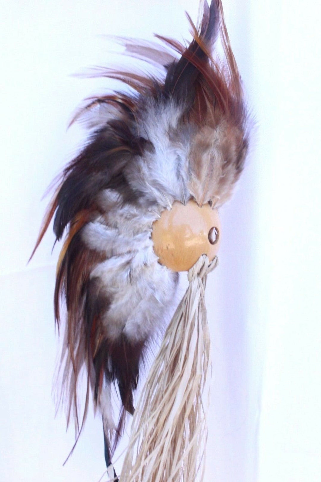1" Kamani Nut Brown Natural Feathers Ikaika Hawaiian Warrior Helmet ...