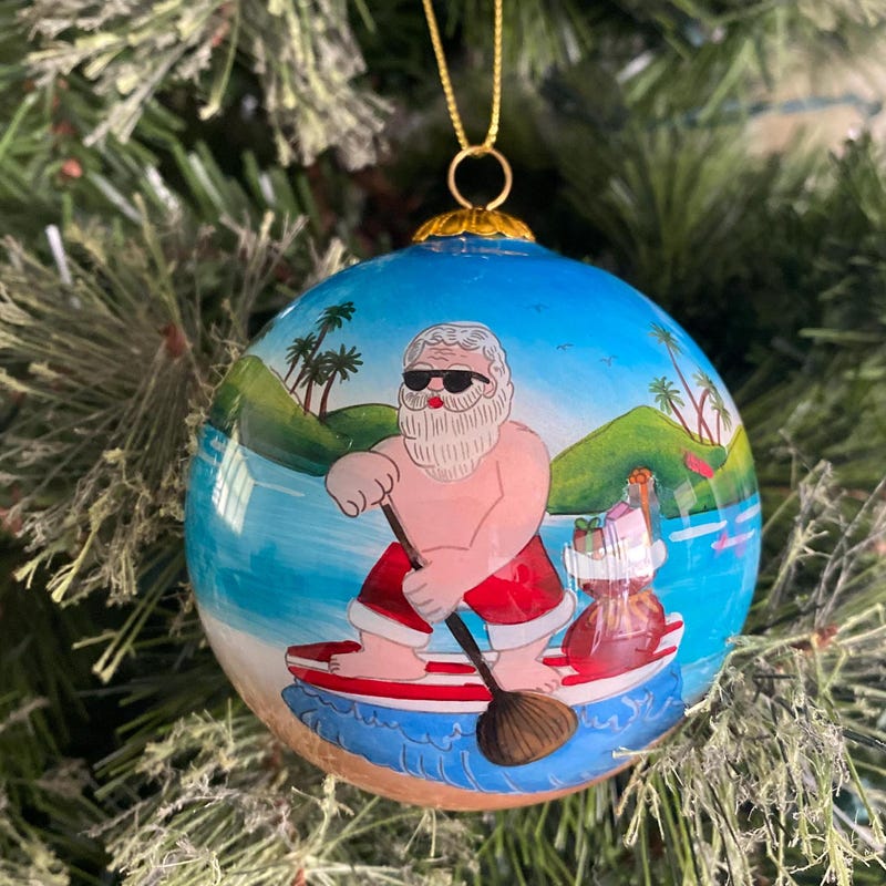 Big Glass Santa Ornament - Etsy