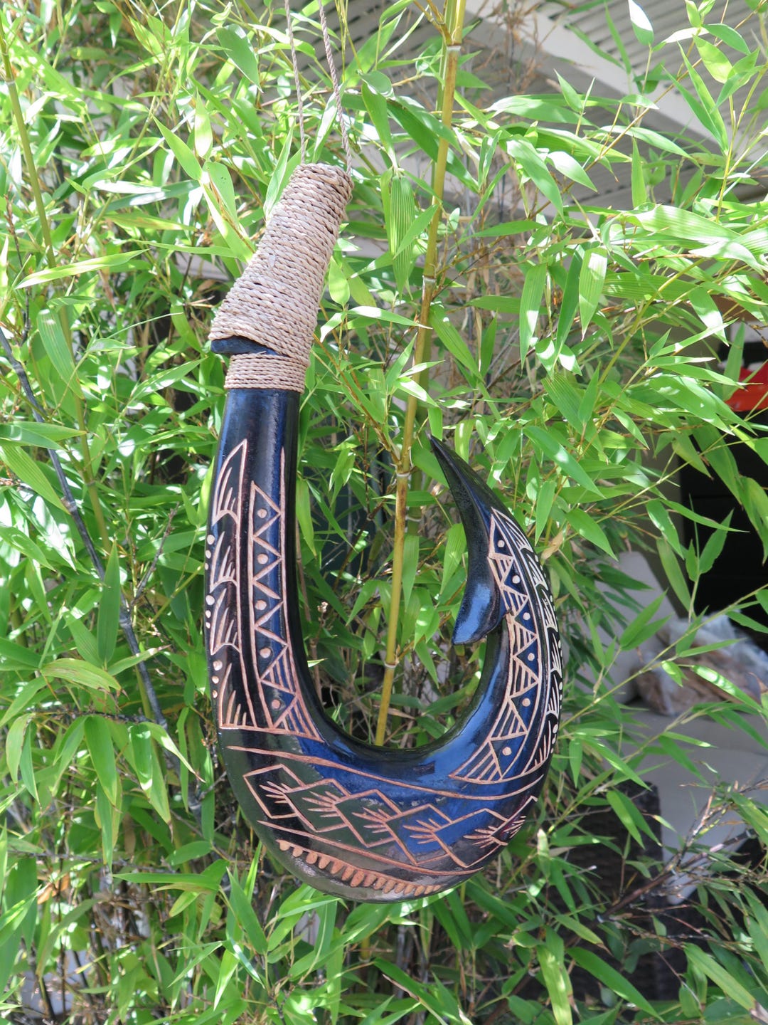 Hawaii Hand Made Wall Decor Plaques Solid Black Wood Polynesian Fish ...