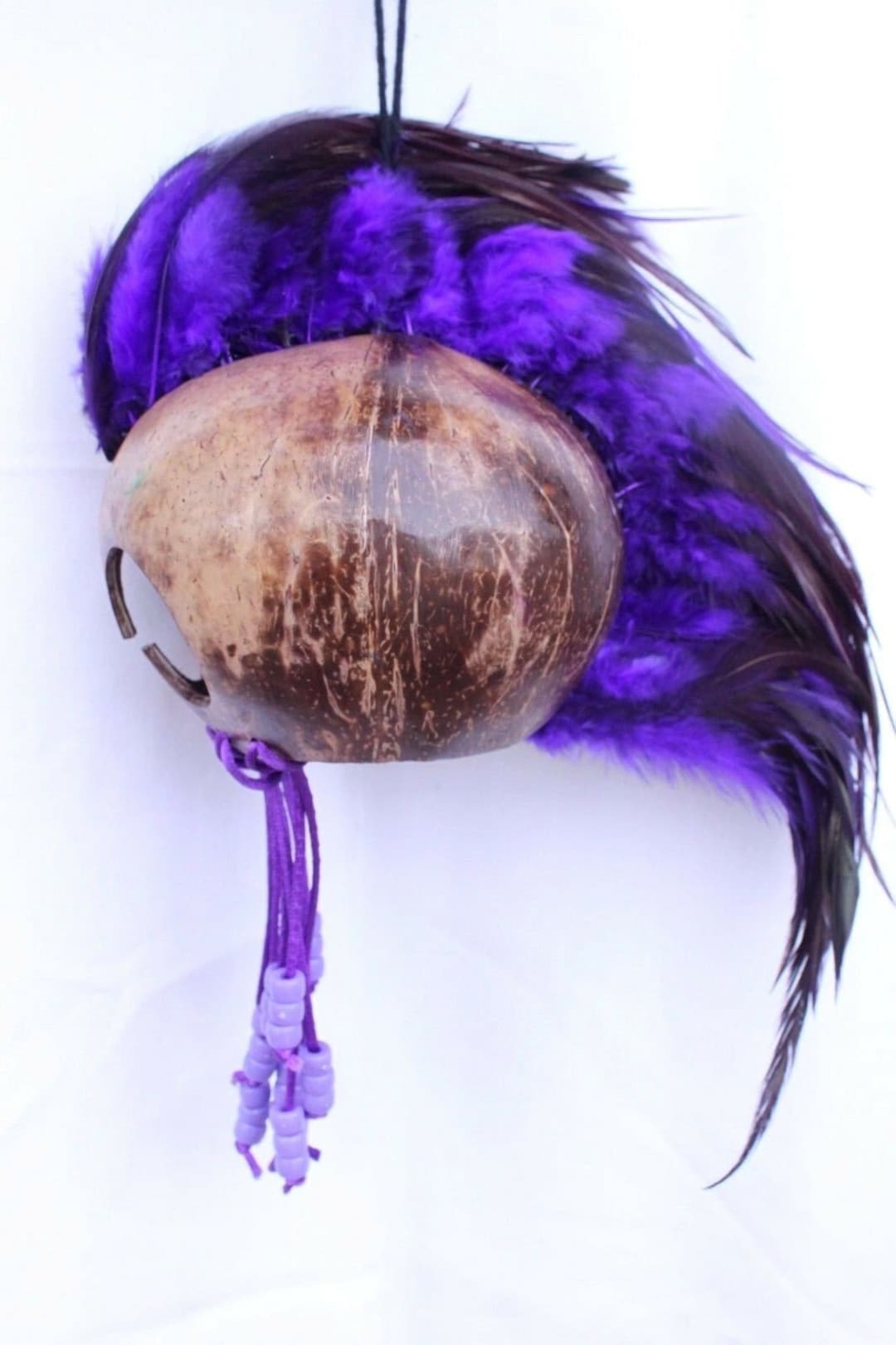 3" Coconut Purple Feathers Ikaika Hawaiian Warrior Helmet Hawaii Car ...