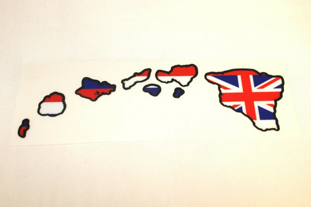 Hawaiian State Flag Map of Red White Blue Islands Vinyl Decal Car ...