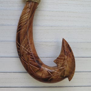 Hawaii Hand Made Wall Decor Plaques Solid Wood Polynesian Fish Hook ...