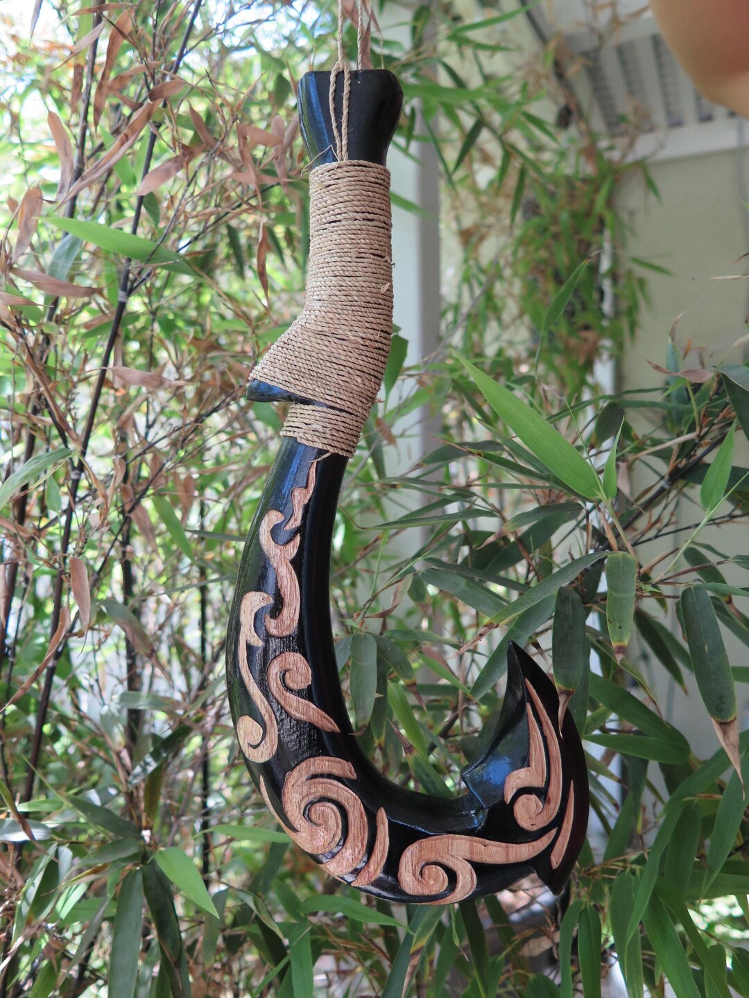 Hawaii Hand Made Wall Decor Plaques Solid Black Wood Polynesian Fish ...