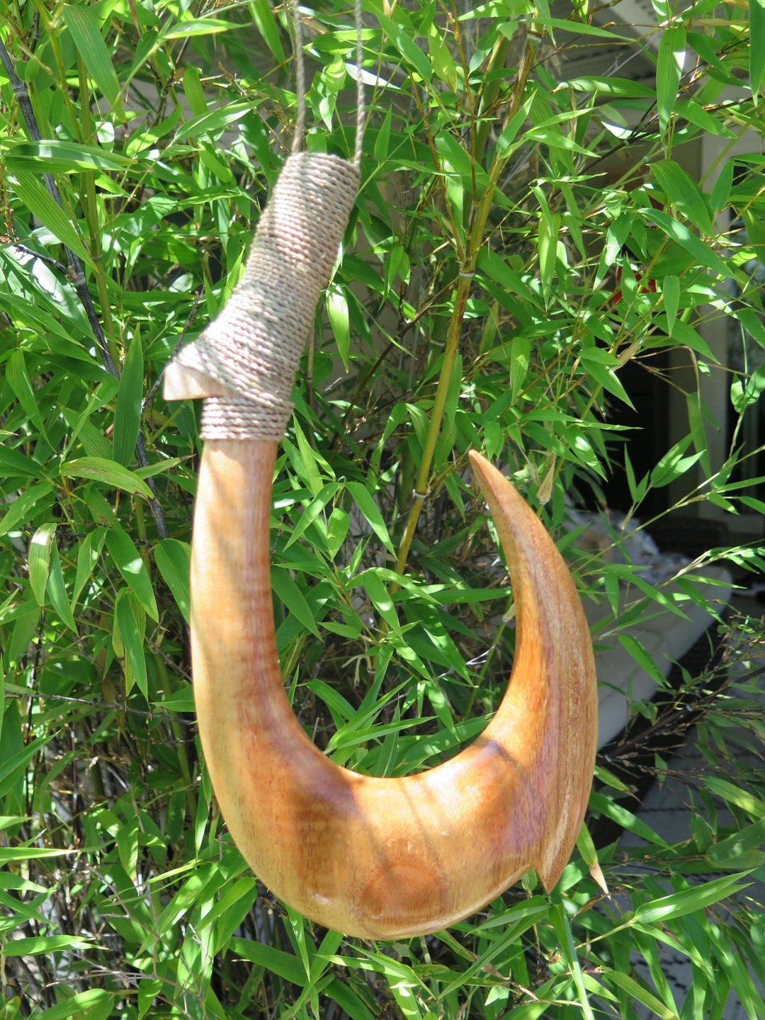 Hawaiian Hand Made Wall Decor Plaques Solid Wood Polynesian Fish Hook ...