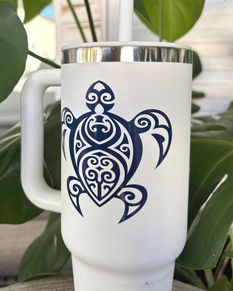 Hawaiian Tribal Turtle Honu Blue 3" Vinyl Decal Car / Truck Window ...