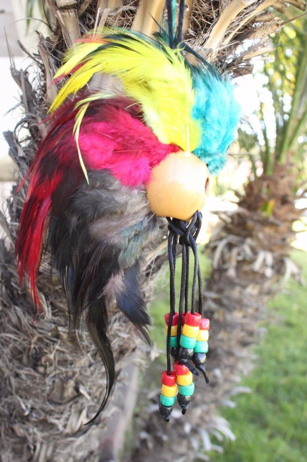 1 Kamani Nut Rasta Colored Feathers Ikaika Hawaiian | Etsy