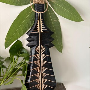 Hawaiian Hand Made Wall Decor Solid Black Wood Polynesian Engraved ...