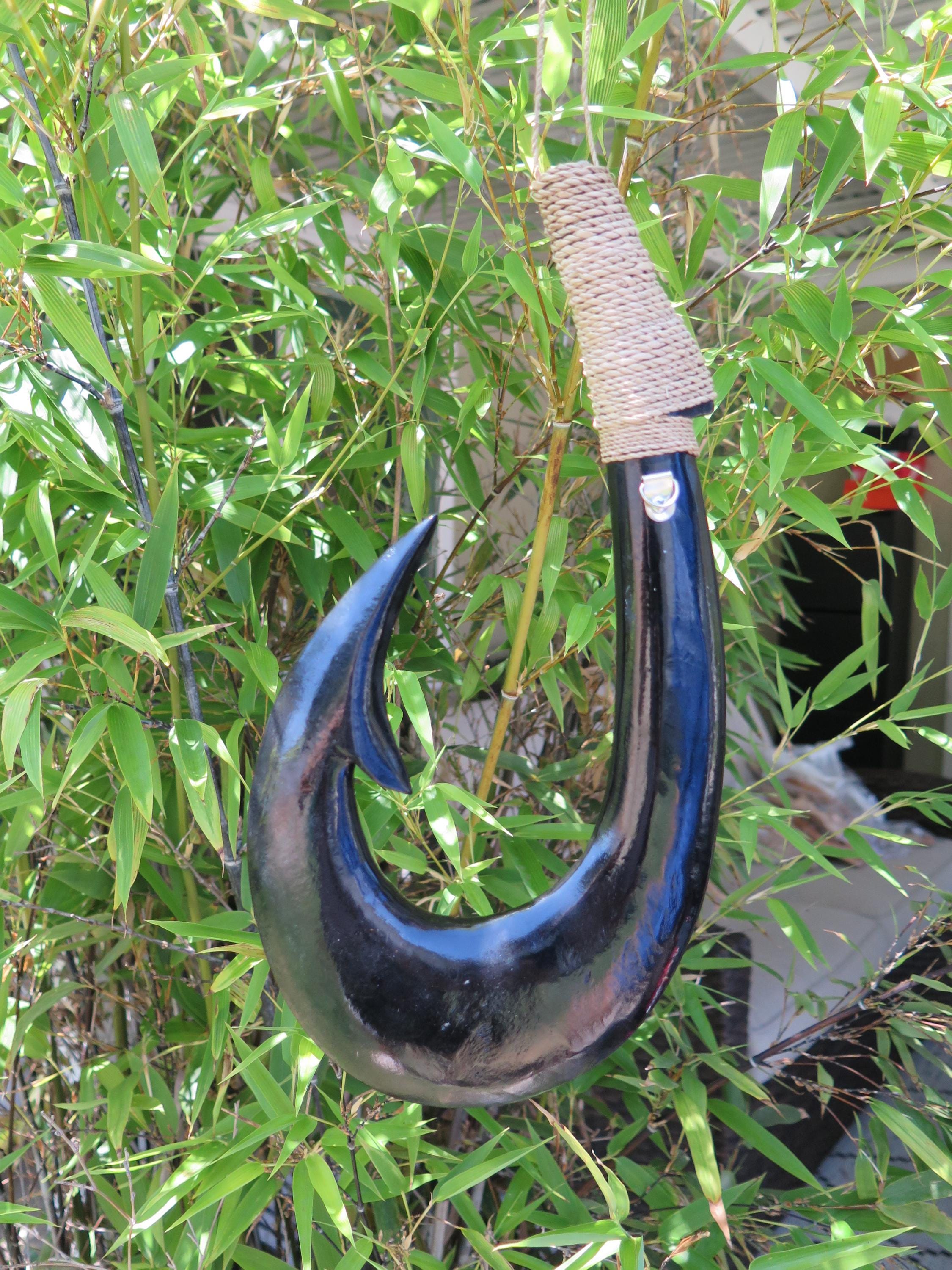 Hawaii Hand Made Wall Decor Plaques Solid Black Wood Polynesian Fish ...