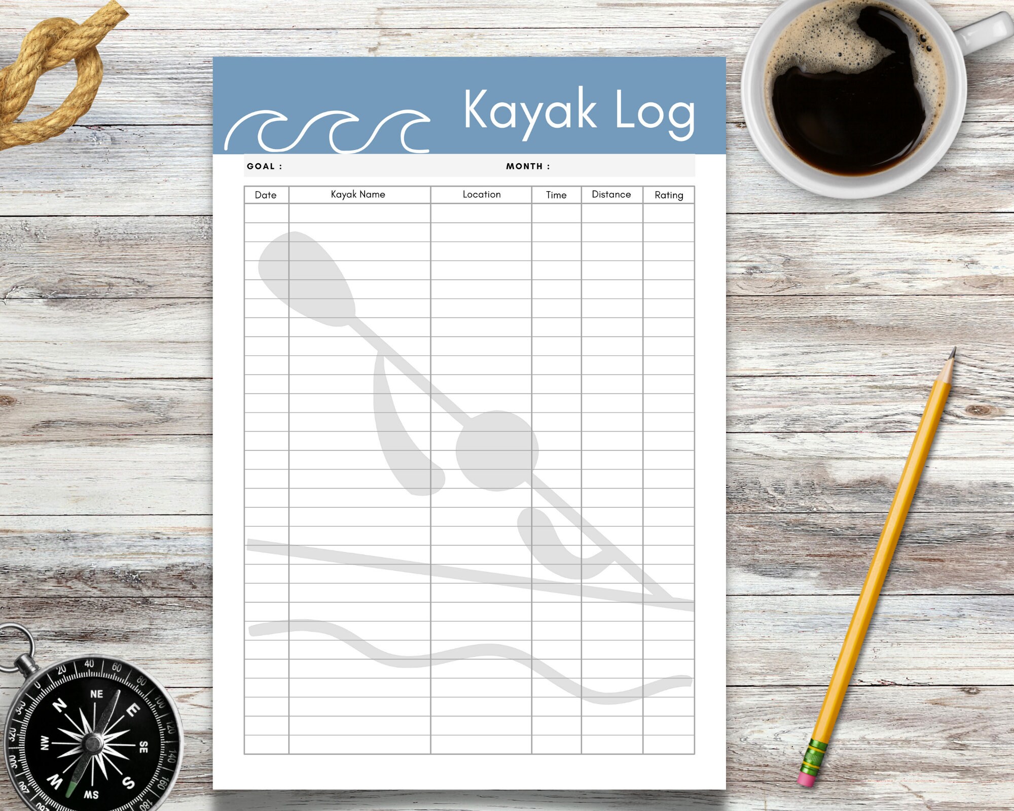 Printable Kayak Planner & Log Insert Pack Kayak Planner - Etsy