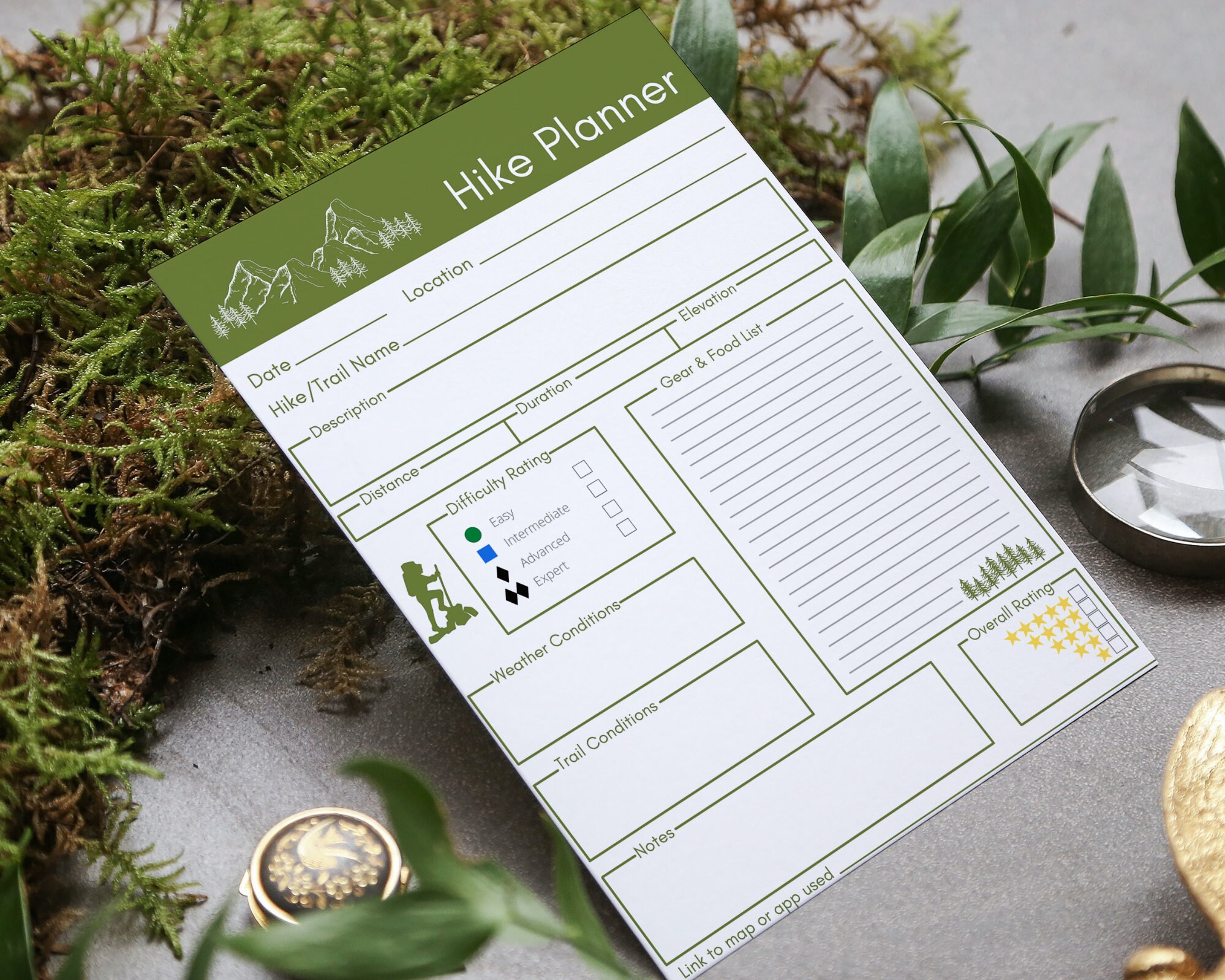 Printable Hike Planner and Log Insert Pack, Hiking Planner, Hiking Log ...