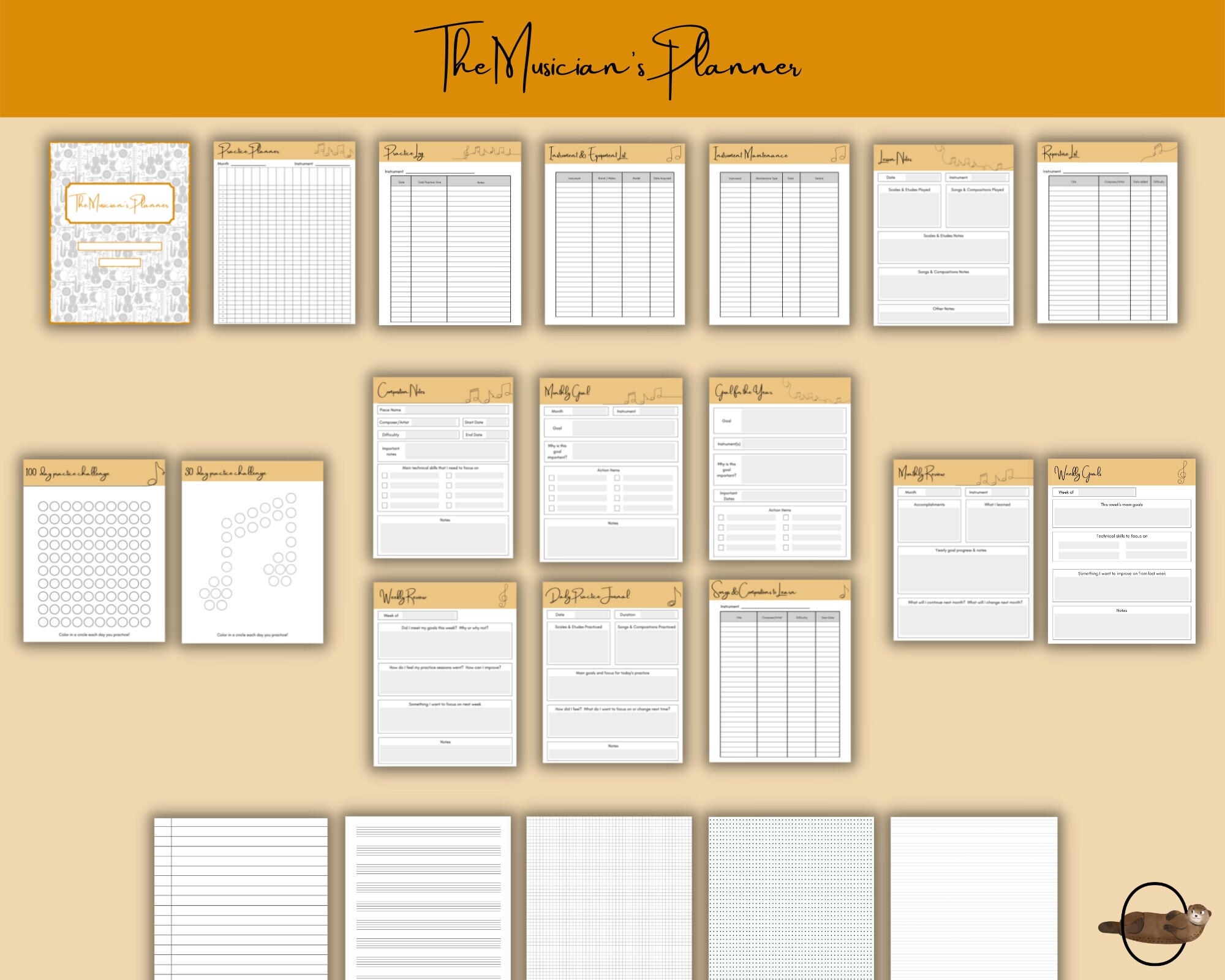 The Musician's Planner Orange Printable Music Practice Planner Music ...