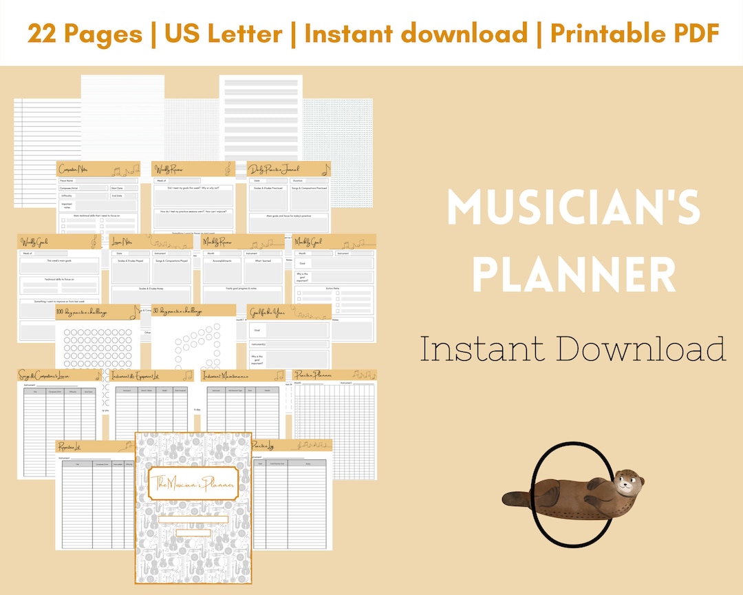 The Musician's Planner - Orange - Printable - Music Practice Planner ...