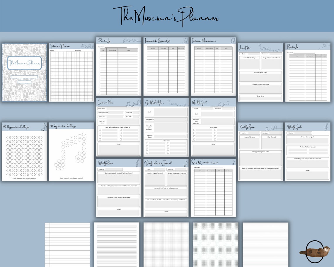 The Musician's Planner Blue Printable Music Practice Planner Music ...