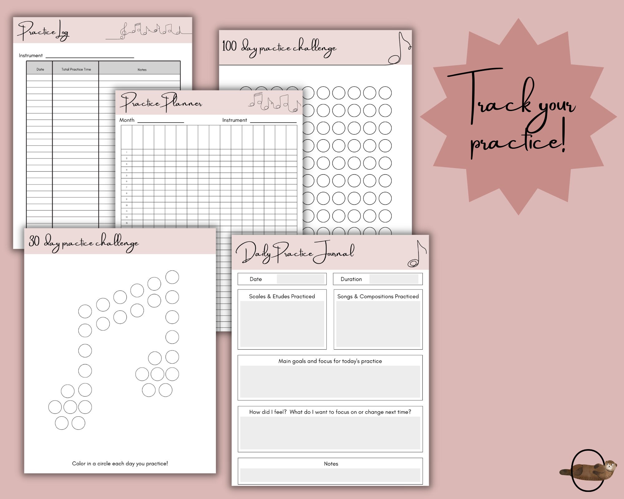 The Musician's Planner Pink Printable Music Practice Planner Music ...
