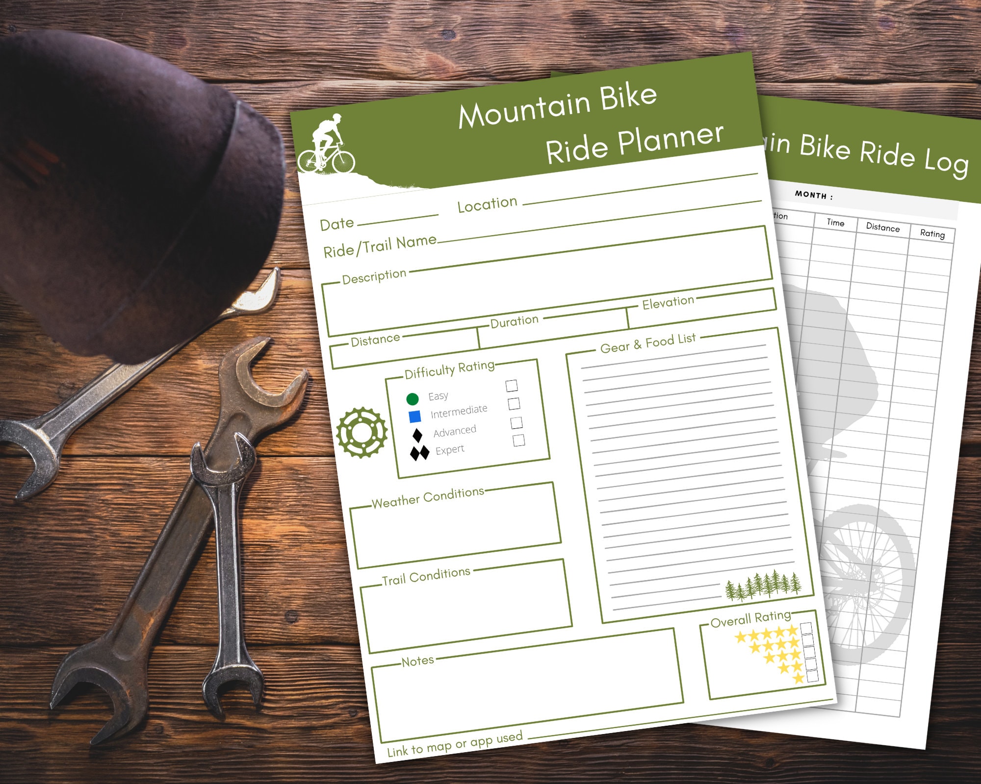 Printable Mountain Bike Ride Planner & Log Insert Pack - Etsy