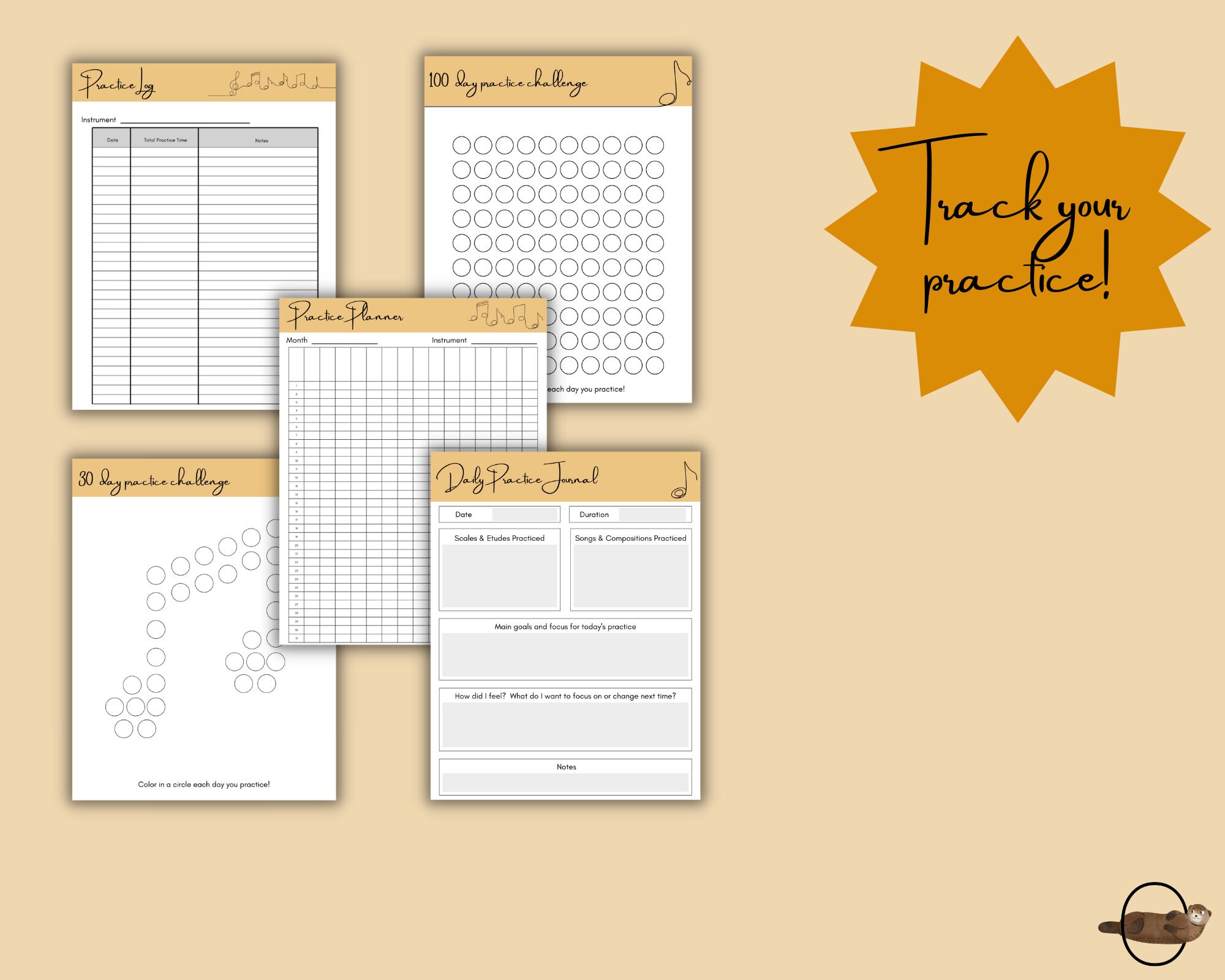 The Musician's Planner Orange Printable Music Practice Planner Music ...