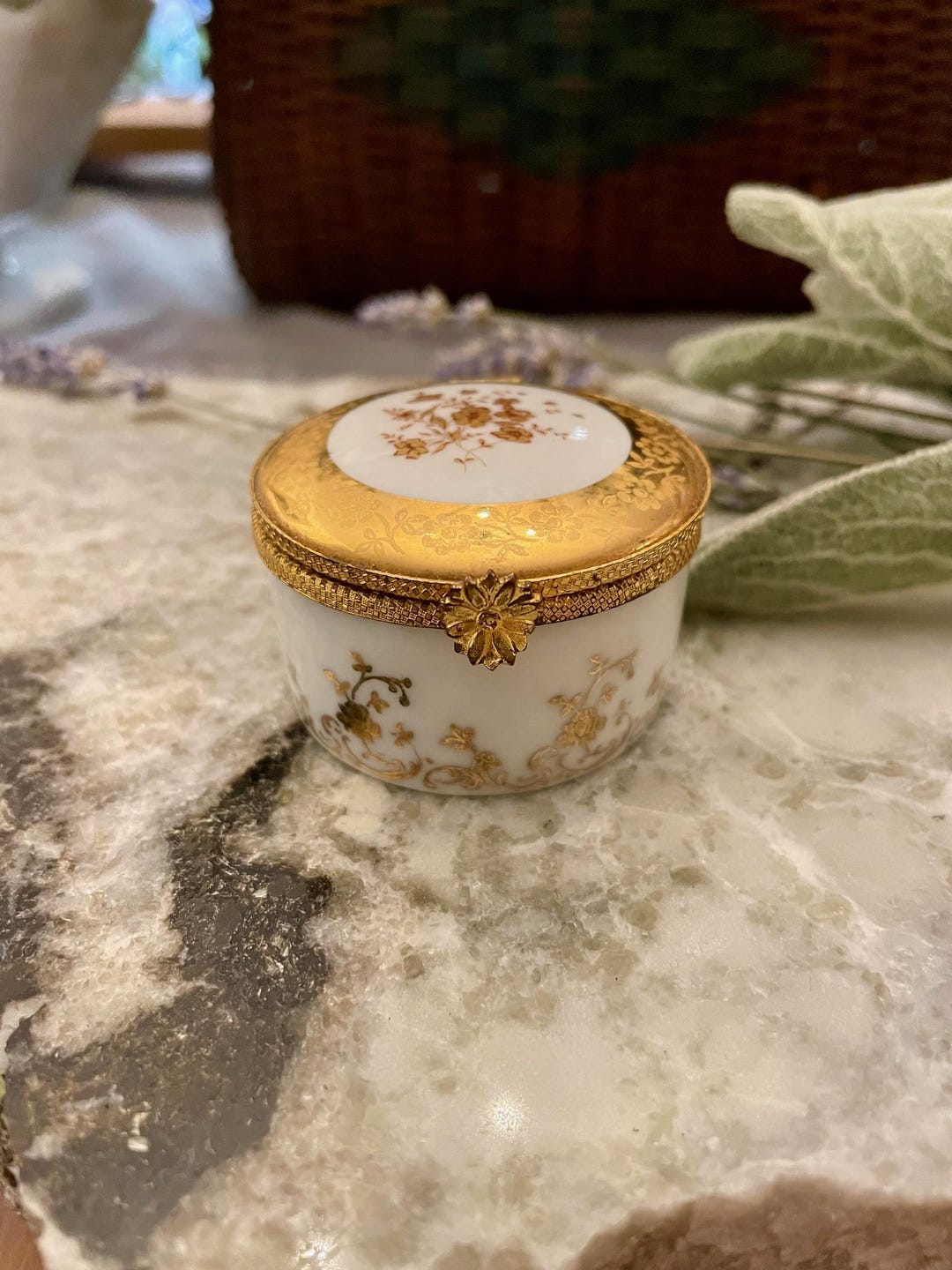 Antique Limoges Castel France Trinket Box White and Gold Porcelain Box ...