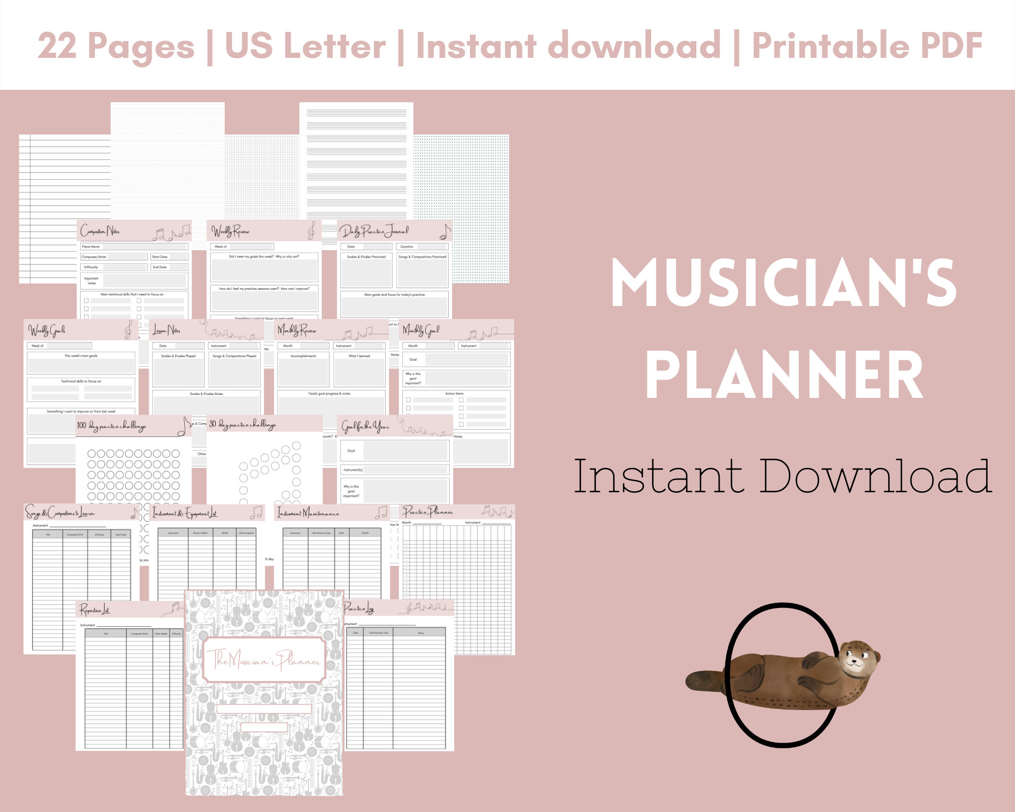 The Musician's Planner Pink Printable Music Practice Planner Music ...